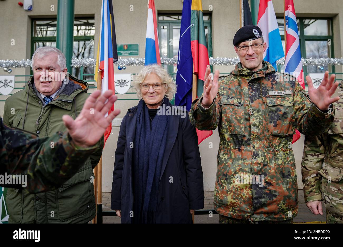 Rukla, Lithuania. 19th Dec, 2021. Christine Lambrecht (M, SPD), Federal ...