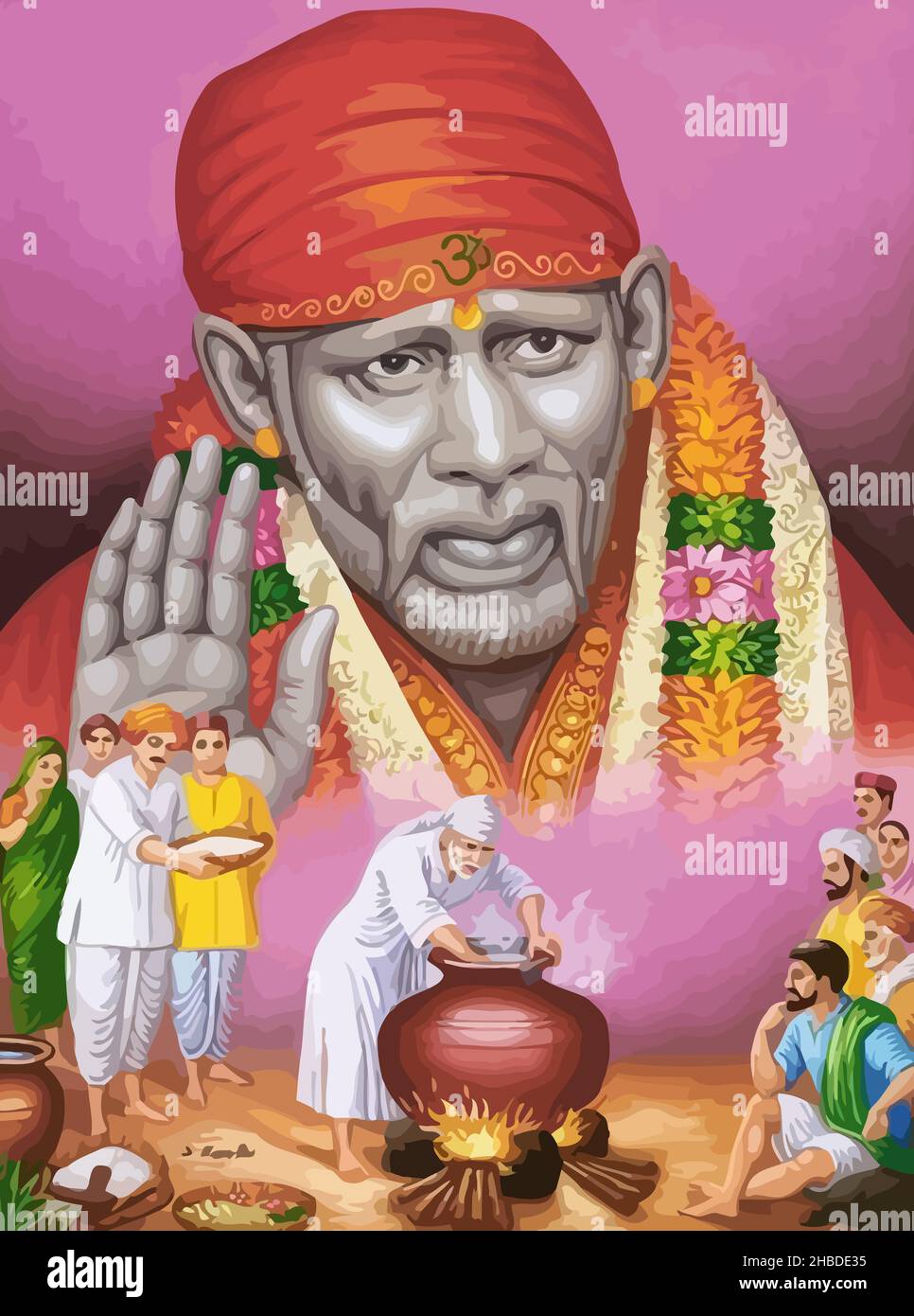 sai baba indian god illustration culture Stock Photo - Alamy