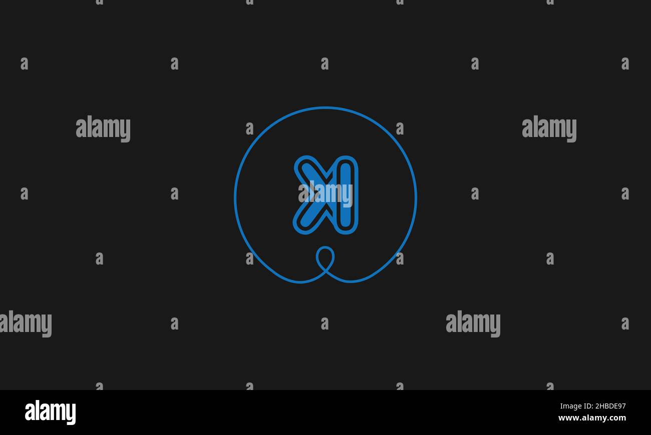 Bold letter XI logo with outline and circle outside, creative design ...