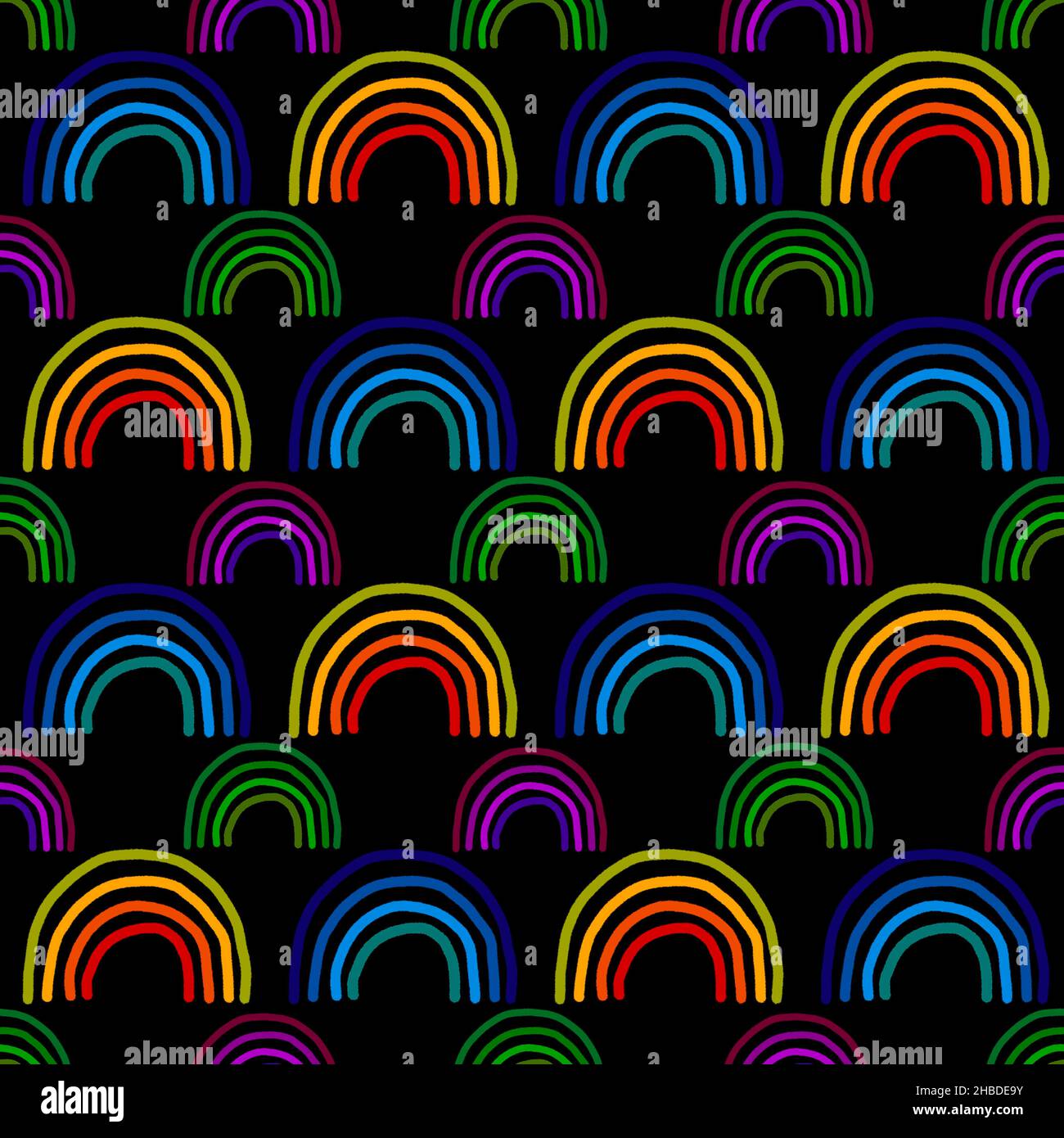 Seamless pattern with rainbow on black background Stock Photo - Alamy