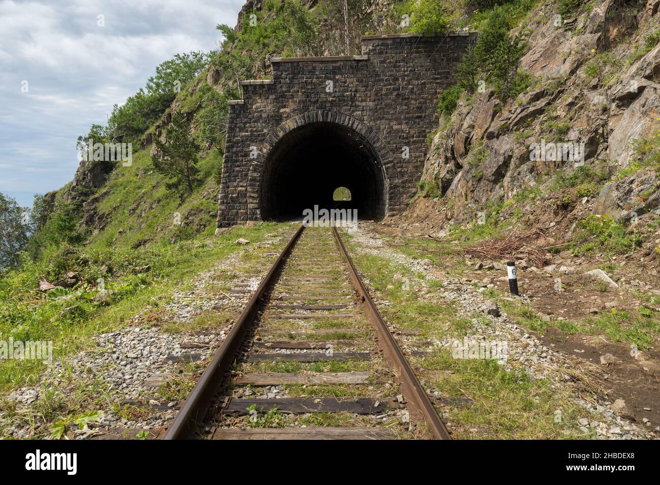 Circum-Baikal Railway. Old railroad tunnel number 22 on the railway ...