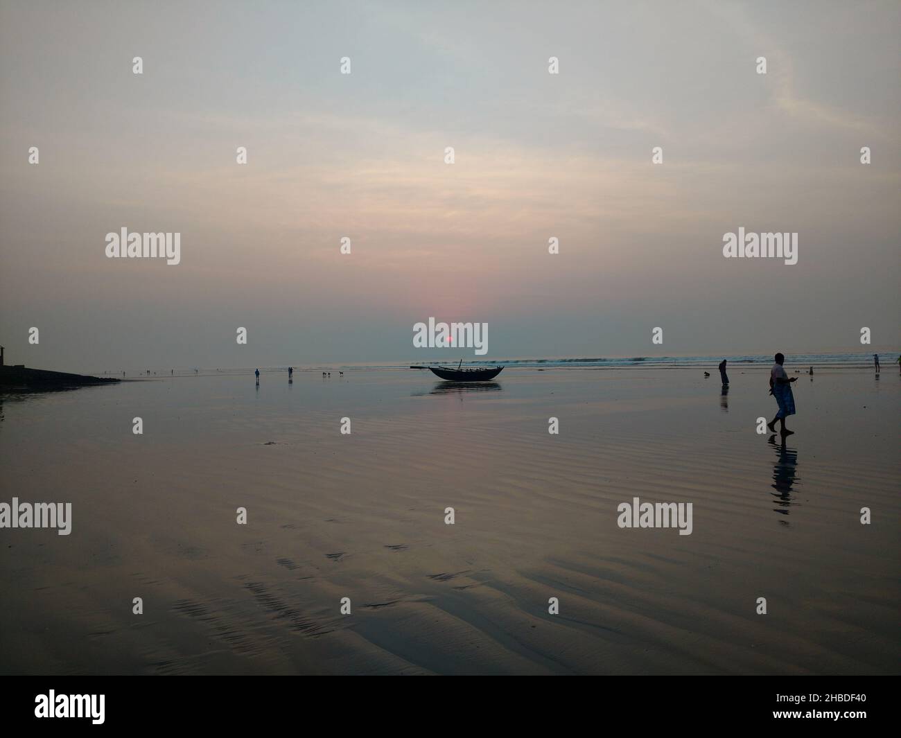 A beautiful scene of the Mandarmani beach captured at dawn before ...