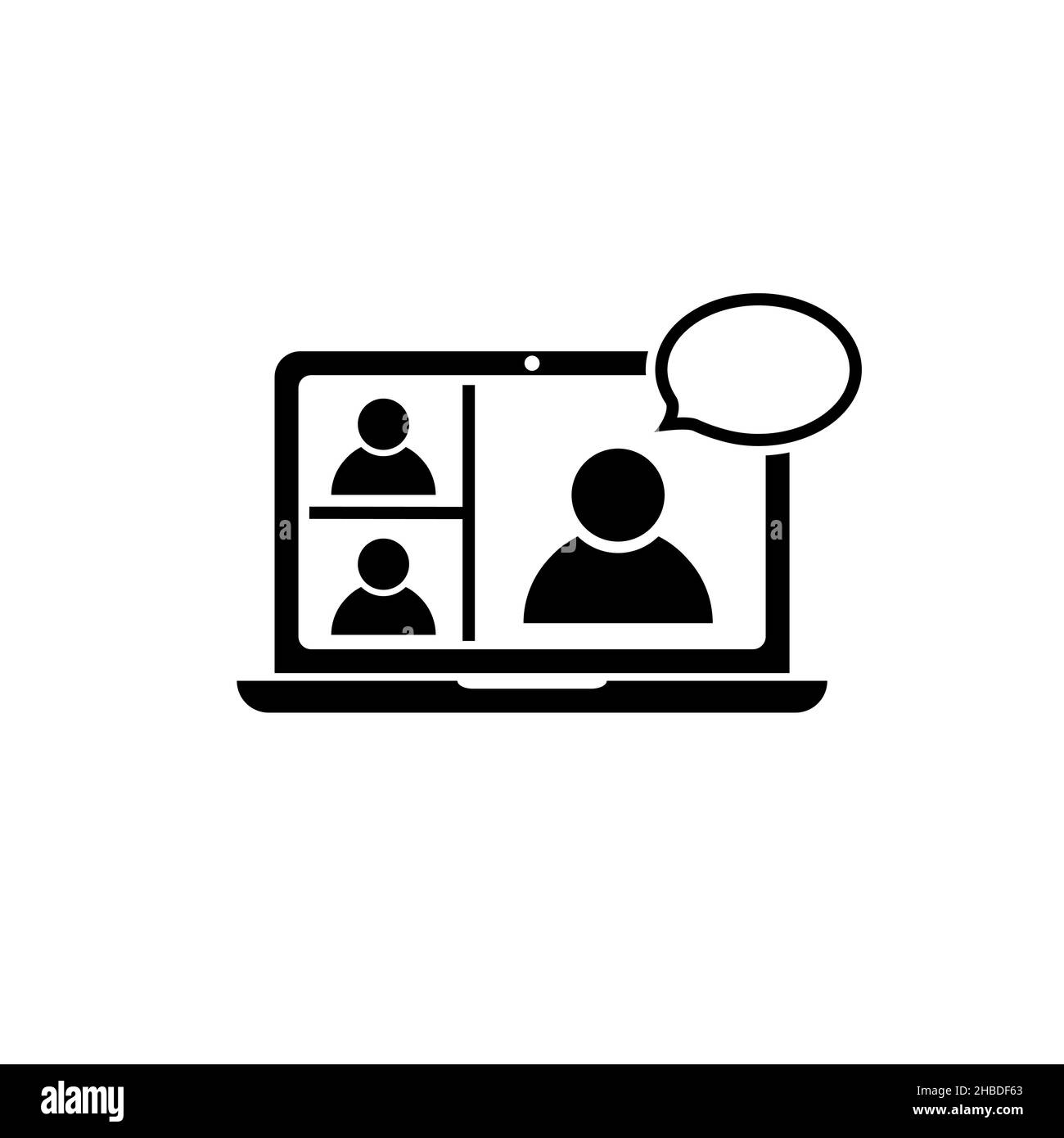Video conference vector icon isolated on white People on computer ...