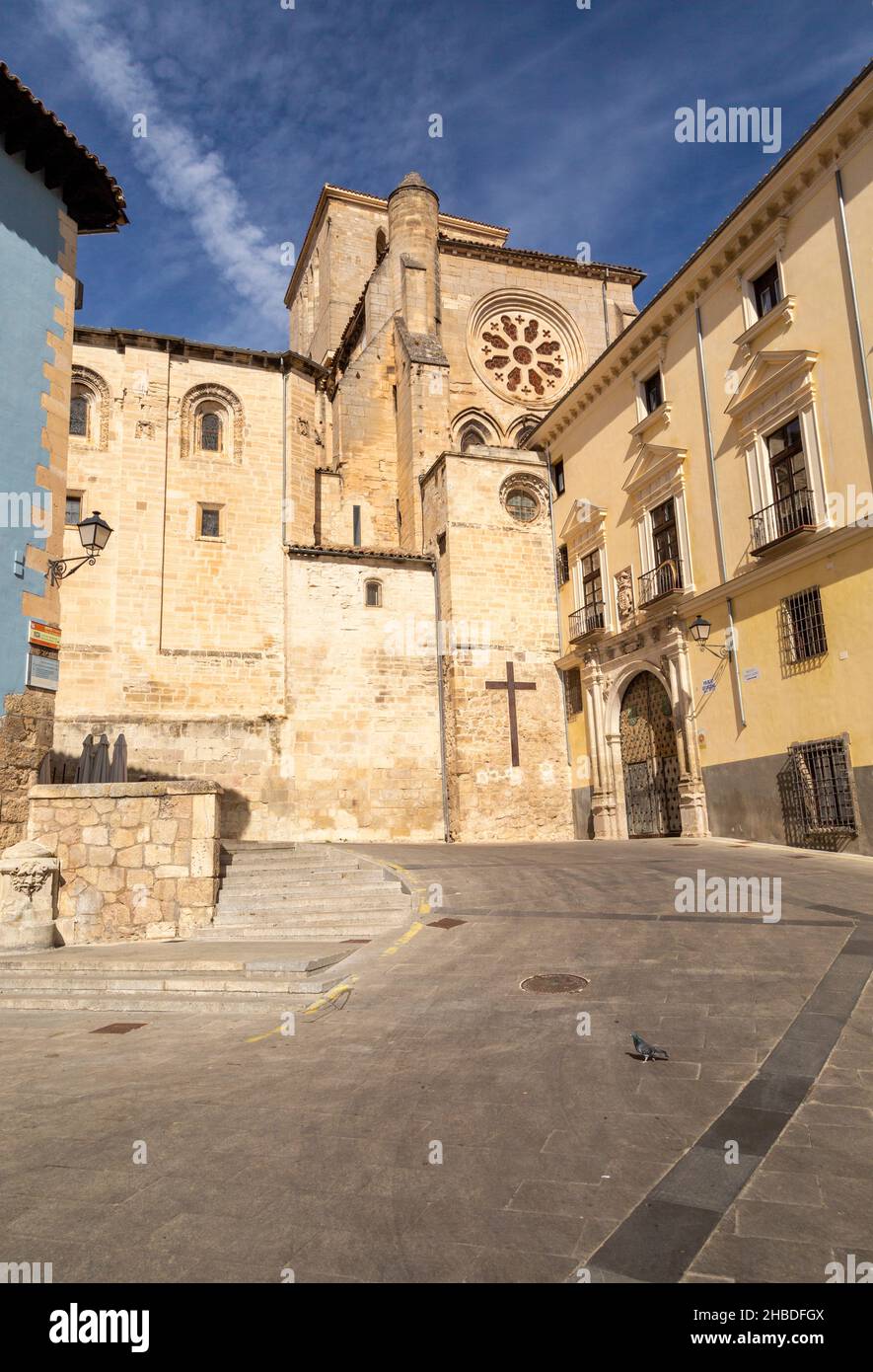 Historic buildings at the back of the cathedral church building, Cuenca ...
