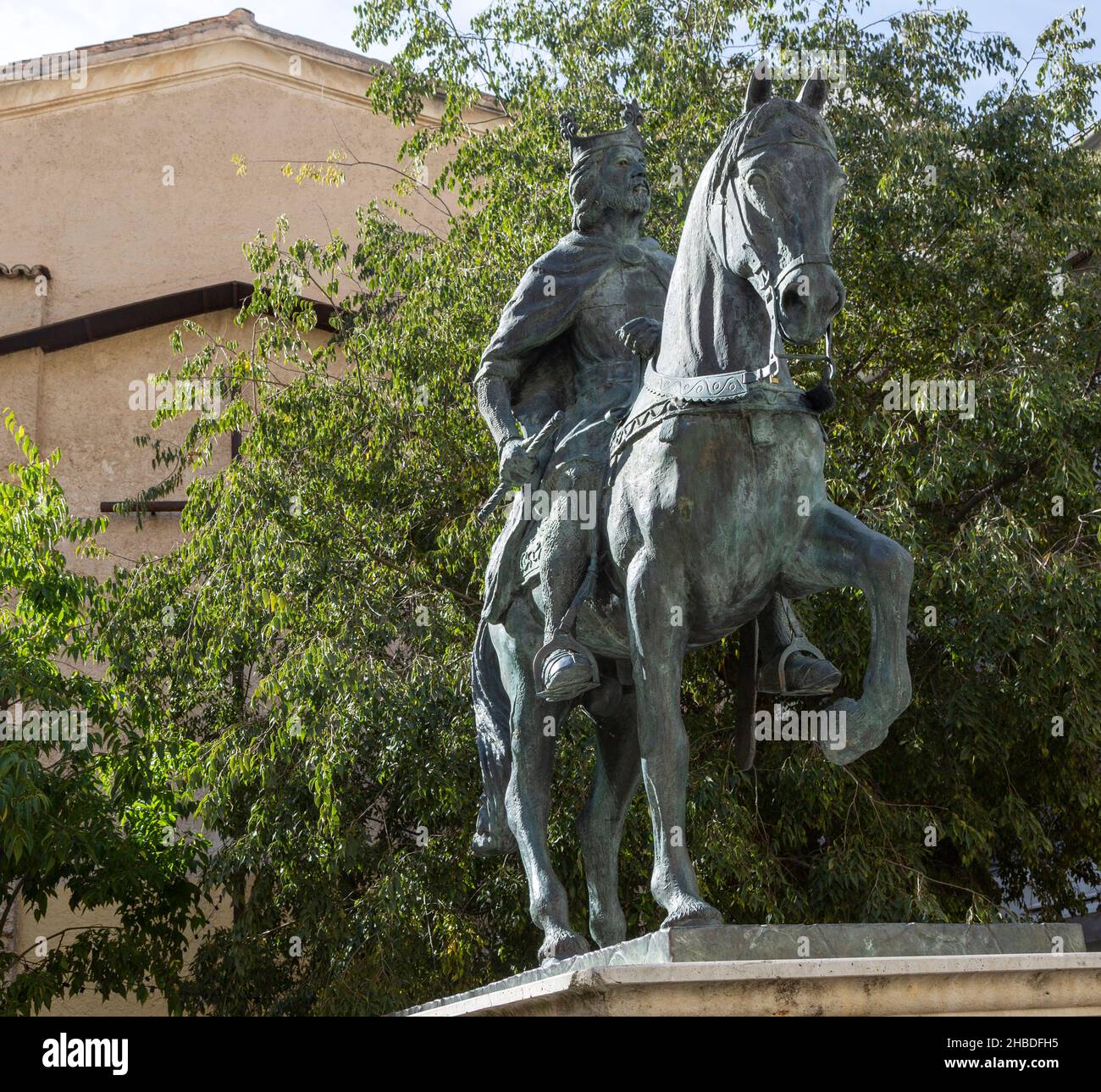 Bronze equestrian statue King Alfonso VIII 1155-1214, King of Castile ...
