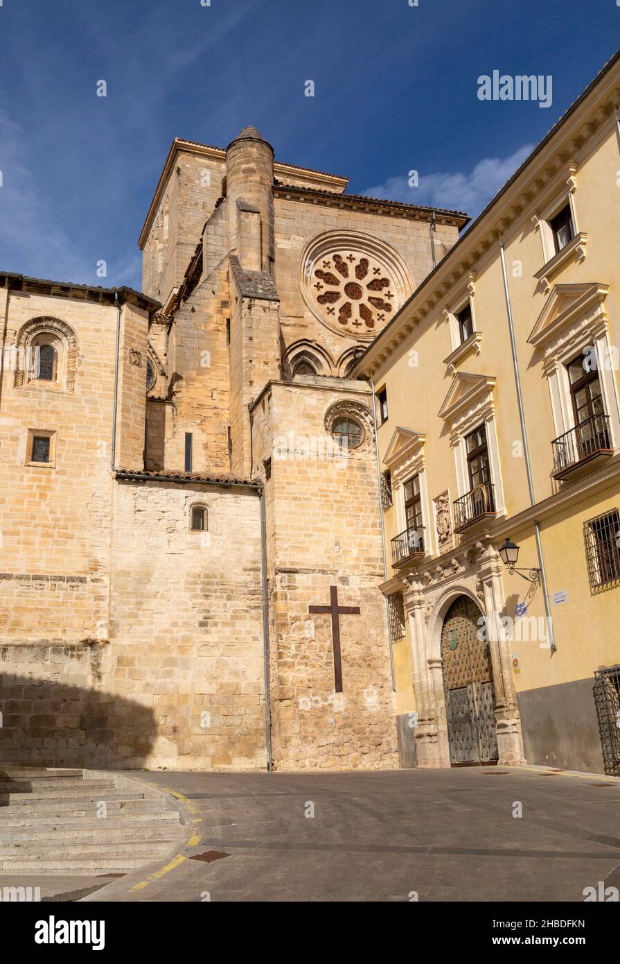 Historic buildings at the back of the cathedral church building, Cuenca ...