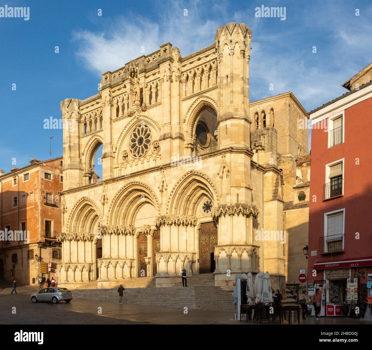 Frontage of cathedral church building, Cuenca, Castille La Mancha ...
