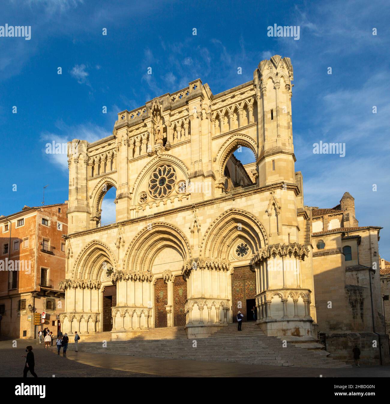 Frontage of cathedral church building, Cuenca, Castille La Mancha ...