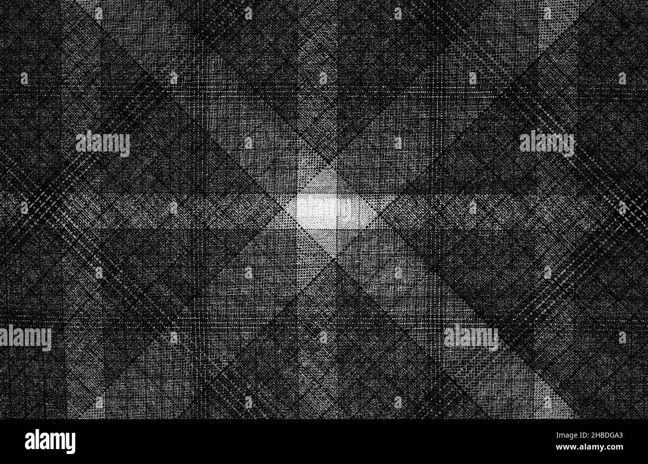 Seamless grid pattern background of black and white linen fabric with ...