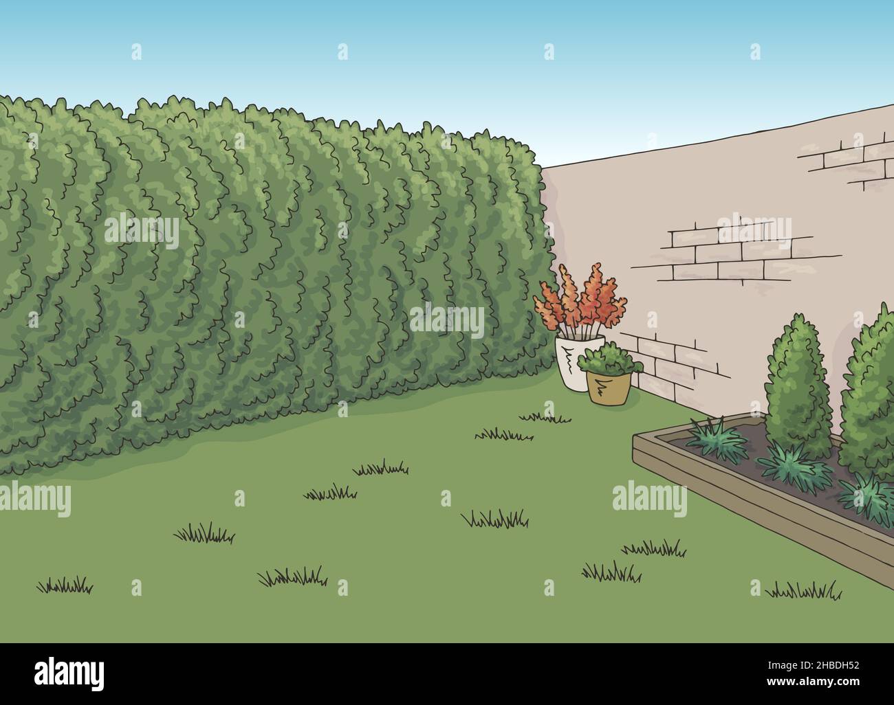 Backyard garden graphic color sketch illustration vector Stock Vector ...