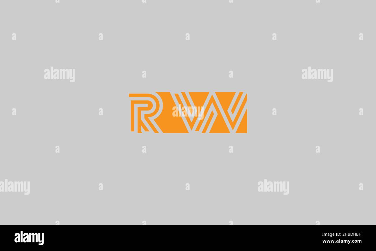 Initial letter RW uppercase modern lines logo design template elements ...