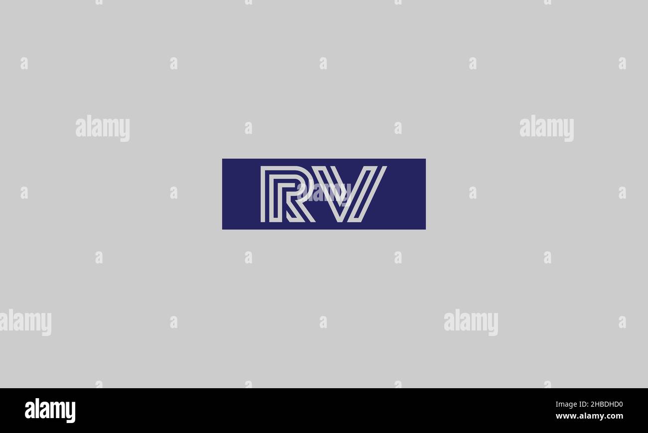 Initial letter RV uppercase modern lines logo design template elements ...