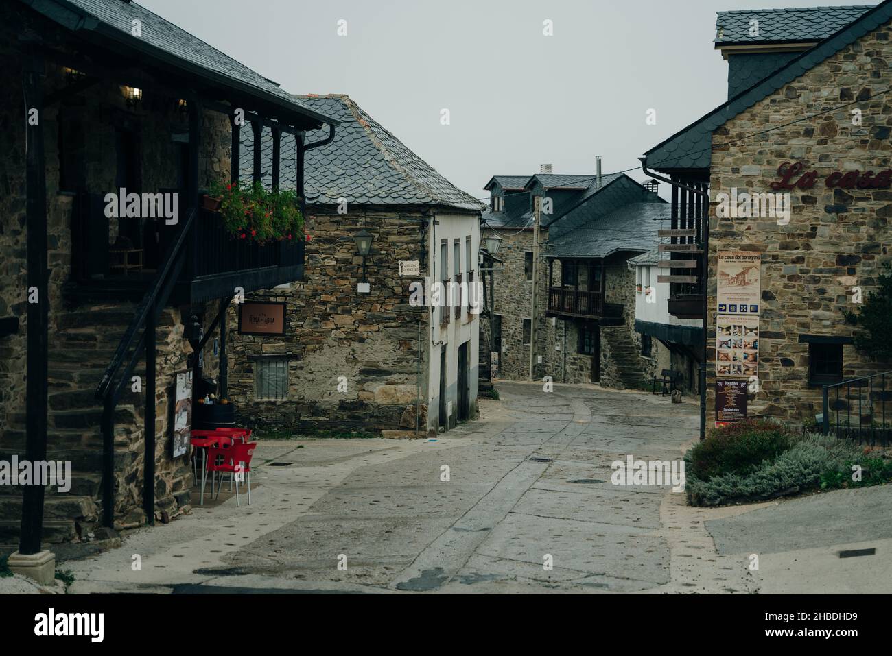 view in El Acebo de San Miguel. Leon, Spain. Camino de Santiago route ...