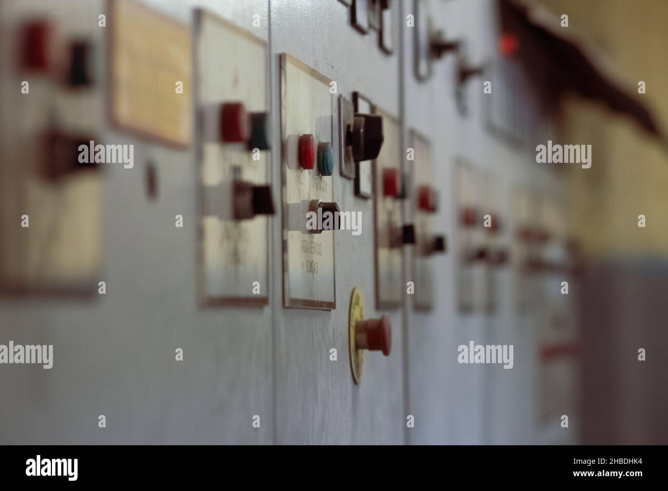The control board with buttons and gauges Stock Photo - Alamy