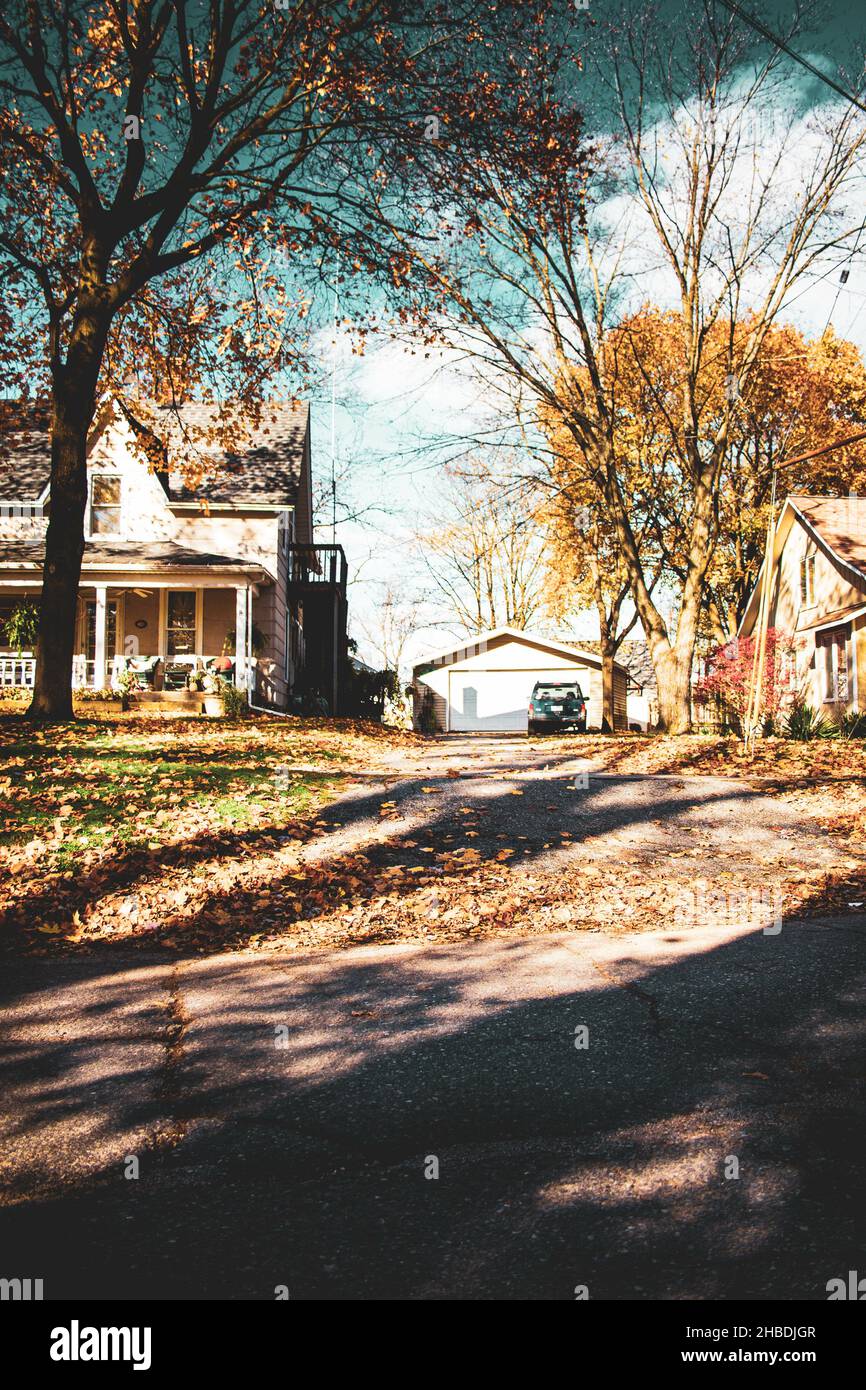 A vertical shot of a house in fall in Detroit, Michigan Stock Photo - Alamy