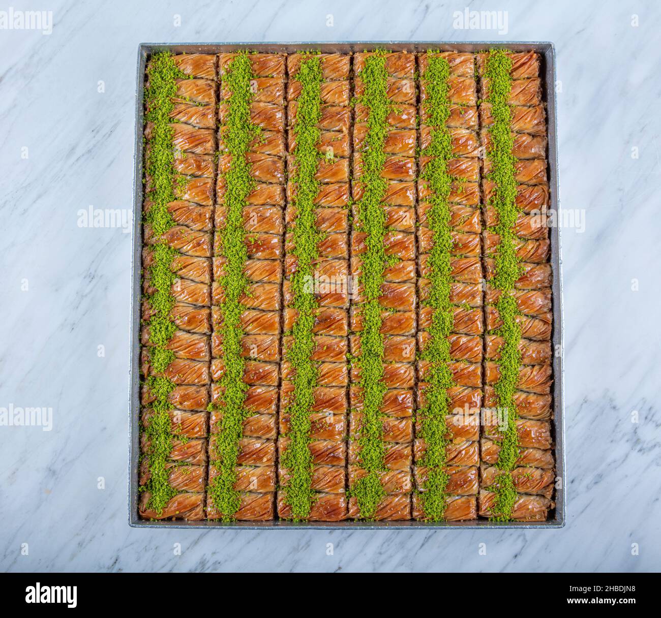 Delicious Turkish pistachio baklava dessert. Traditional turkish ...