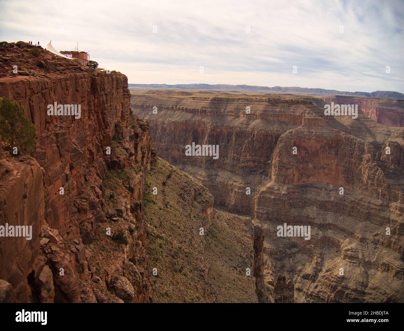 A landscape of the Guano Point at Grand Canyon under a cloudy sky in ...
