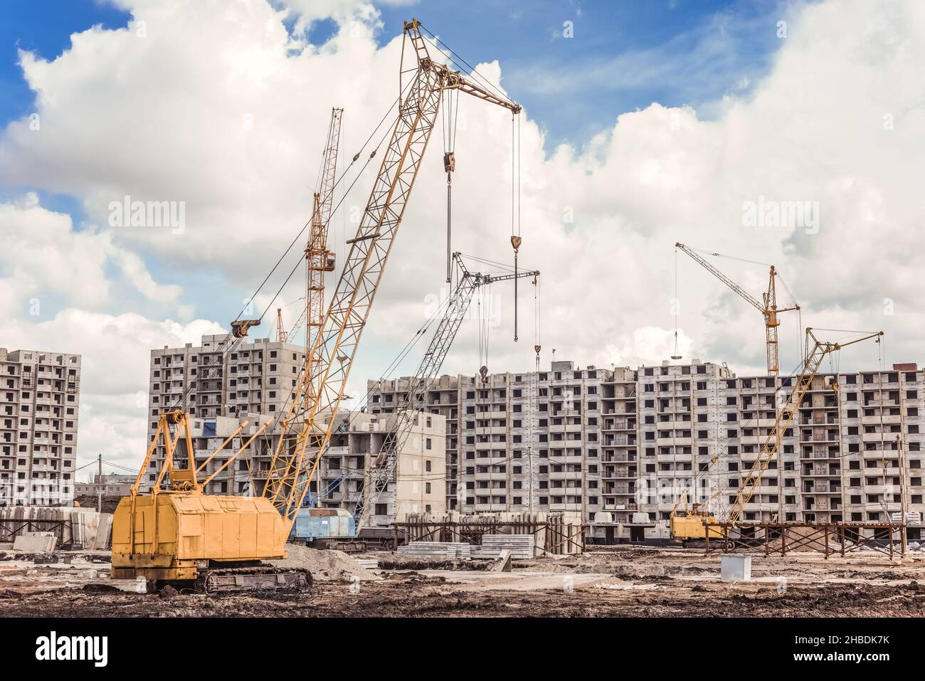 Construction area with the building machinery Stock Photo - Alamy