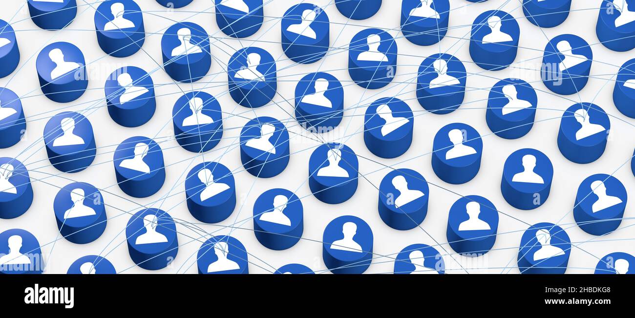 A group of 3d rendered blue profile icons Stock Photo - Alamy