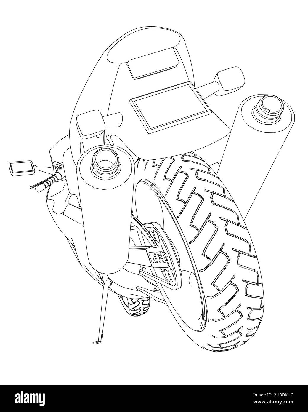 Contour of a sports motorcycle from black lines isolated on a white ...