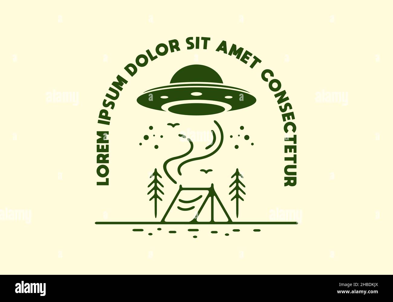 Alien camp area line art illustration design Stock Vector Image & Art ...