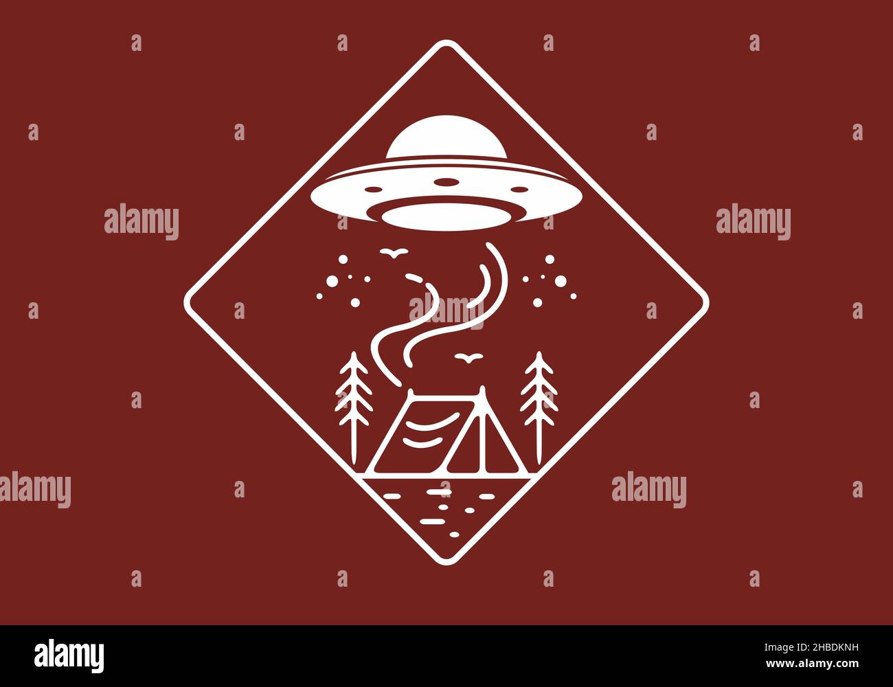 Alien camp area line art illustration design Stock Vector Image & Art ...