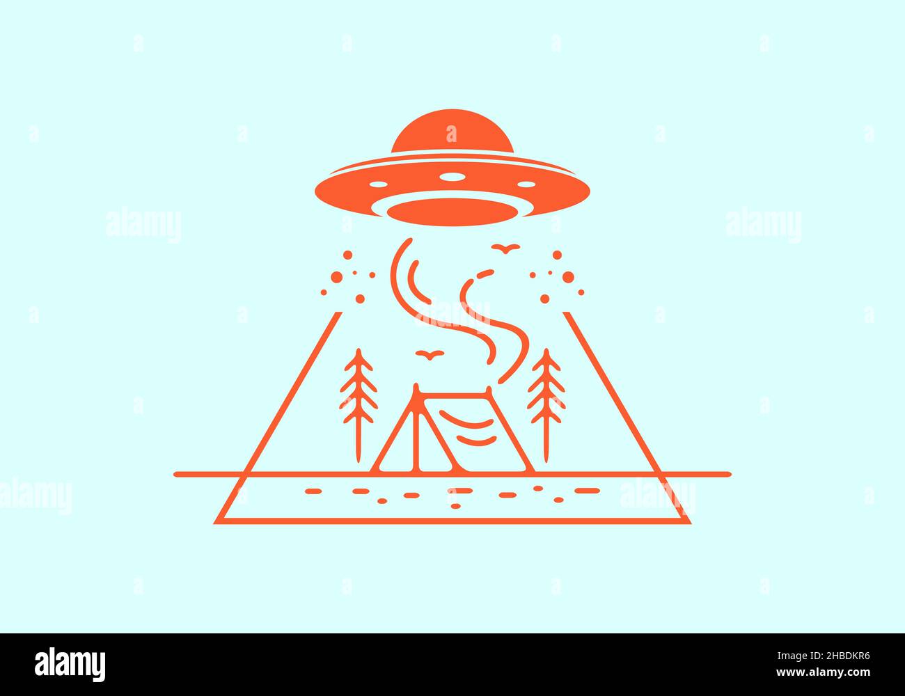 Alien camp area line art illustration design Stock Vector Image & Art ...