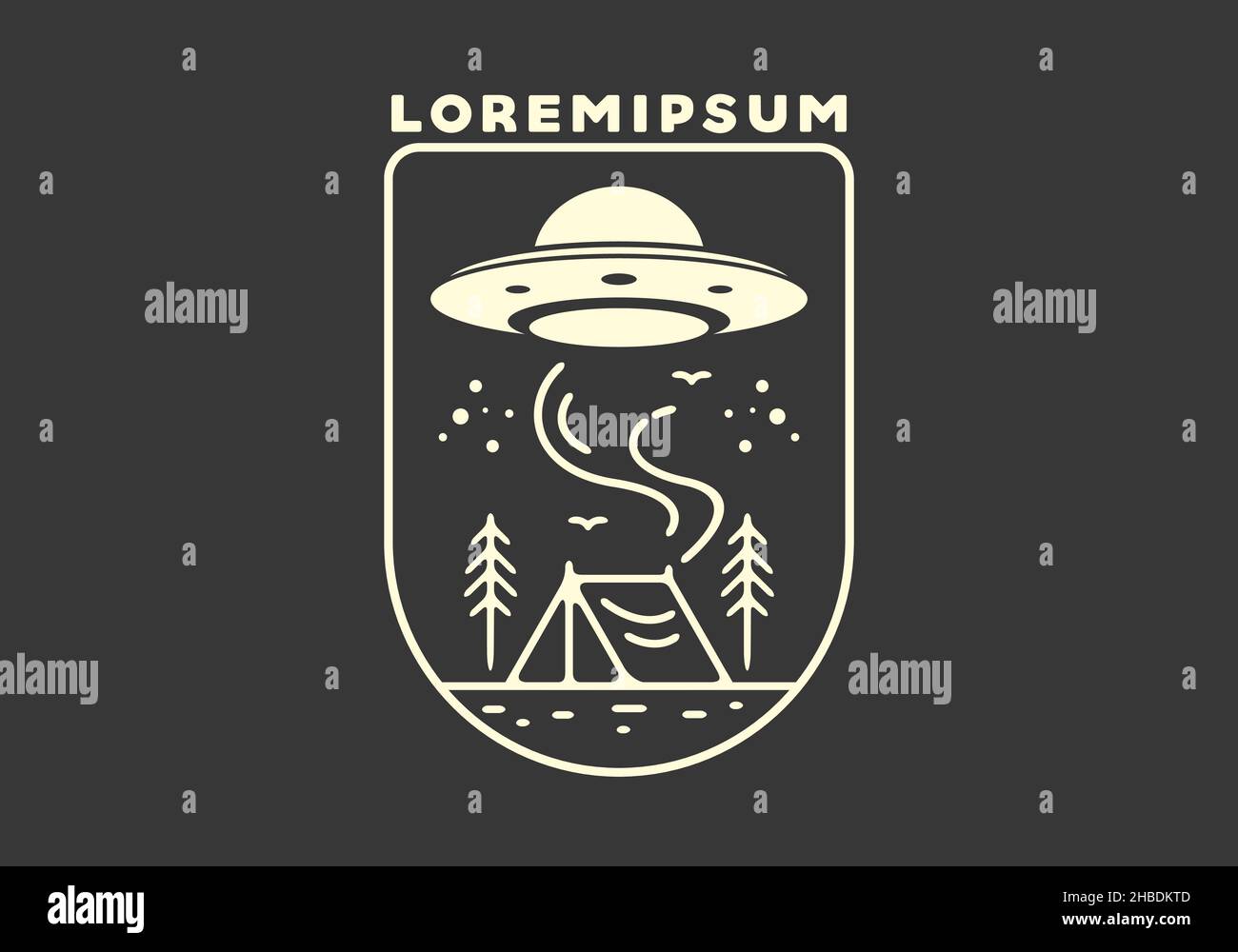 Alien camp area line art illustration design Stock Vector Image & Art ...