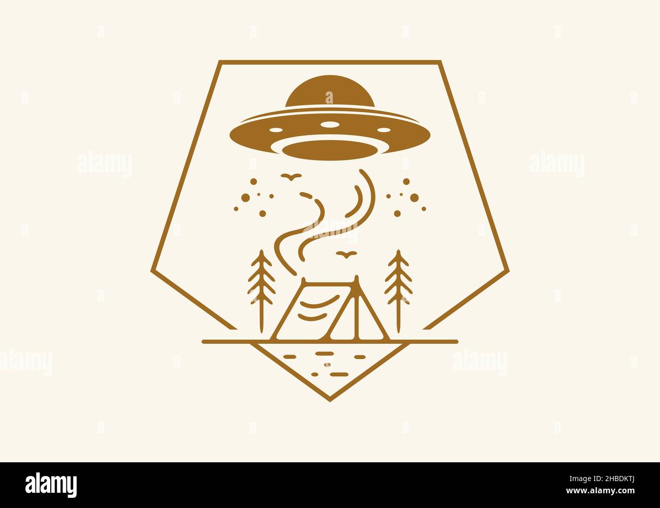Alien camp area line art illustration design Stock Vector Image & Art ...
