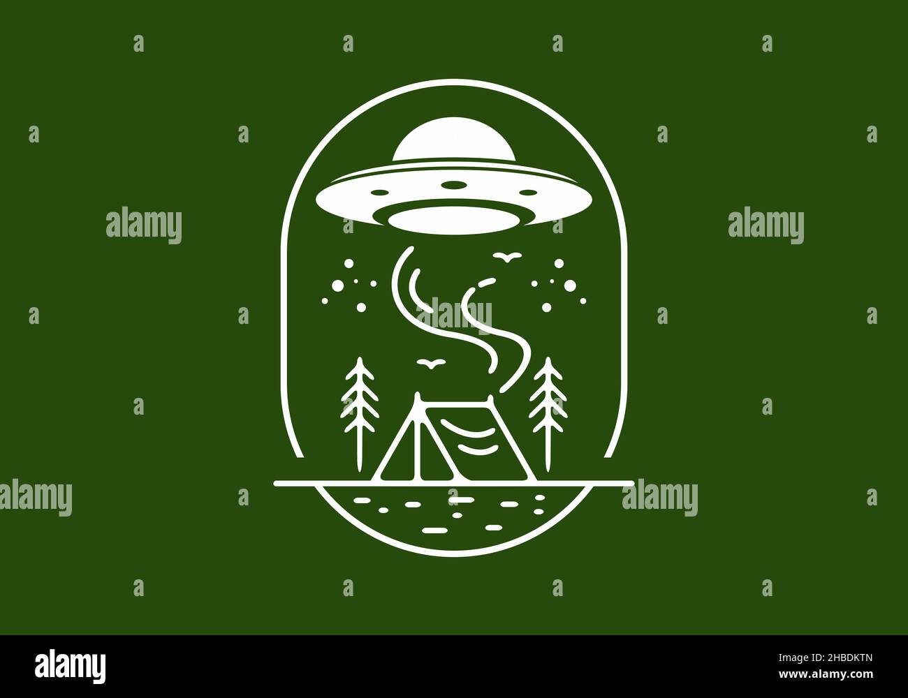Alien camp area line art illustration design Stock Vector Image & Art ...