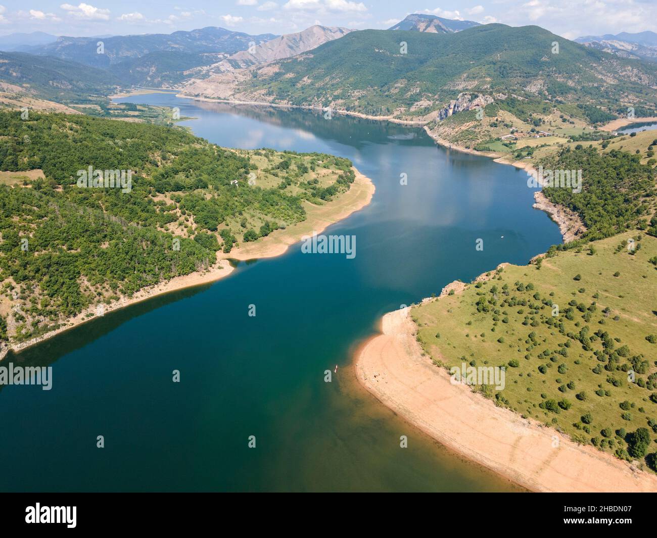 Amazing Aerial view of Arda River meander at Kardzhali Reservoir ...