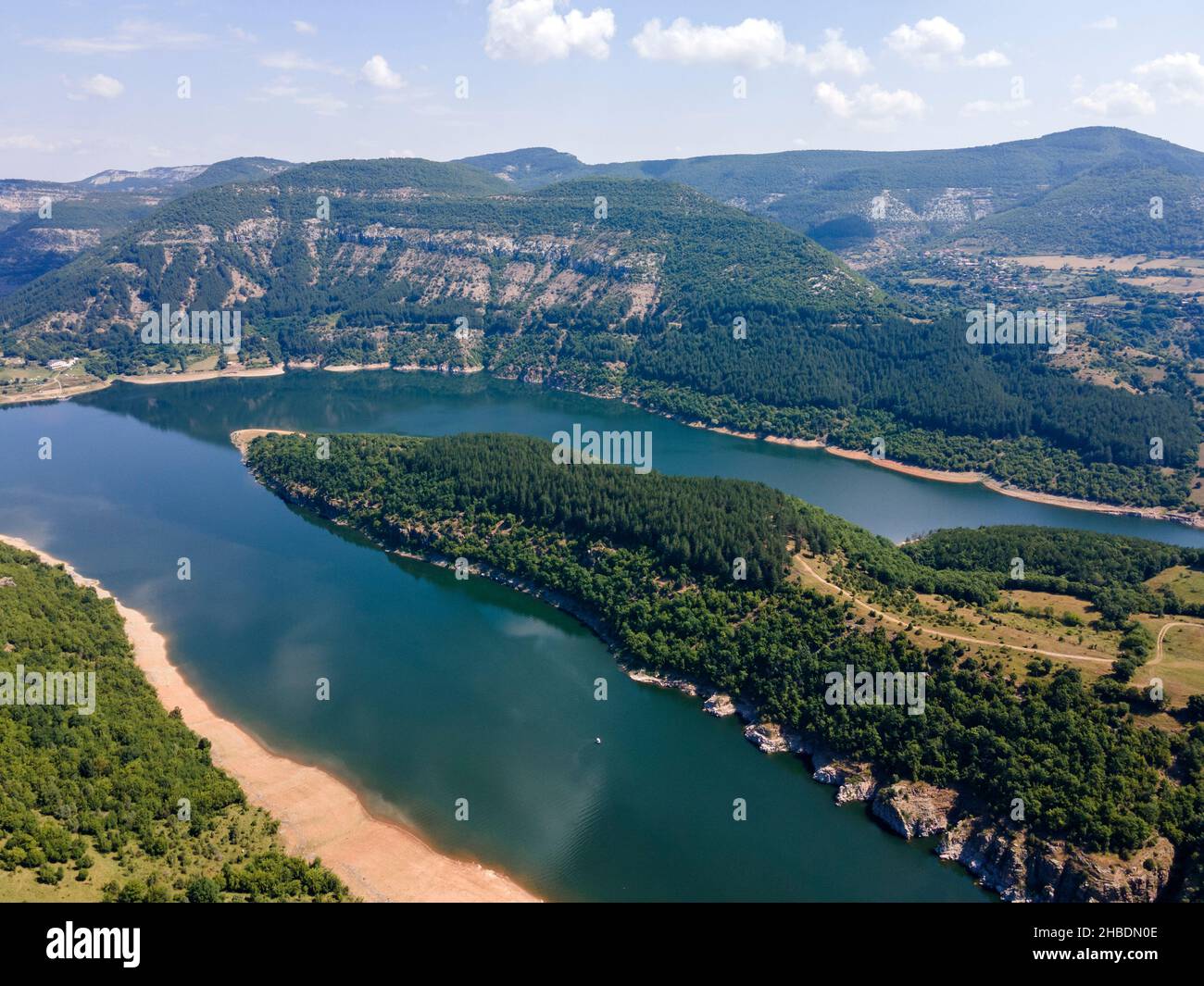 Amazing Aerial view of Arda River meander at Kardzhali Reservoir ...