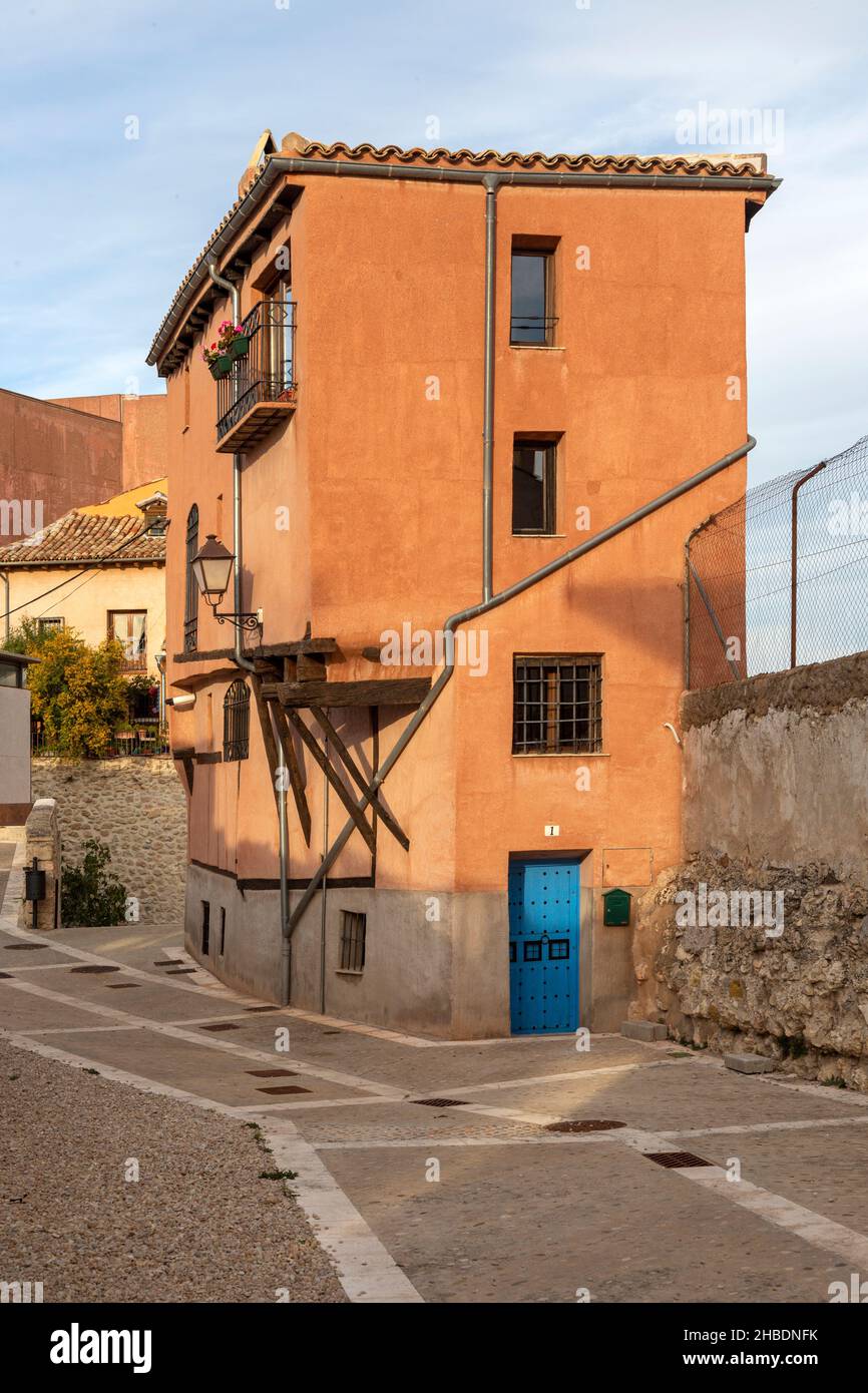 Historic building house ochre orange colour, in old part of city of ...