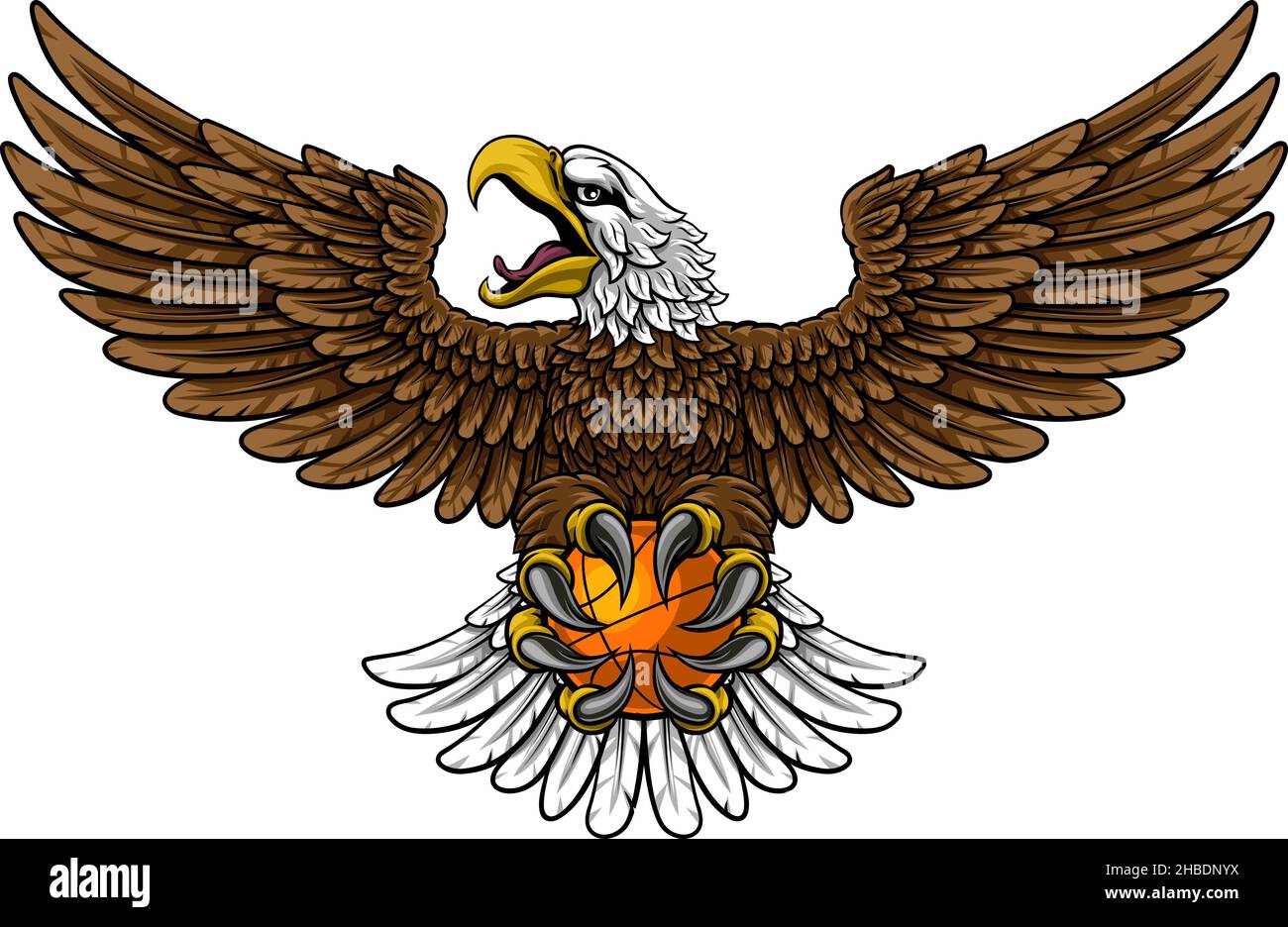 Bald Eagle Hawk Flying Basketball Ball Claw Mascot Stock Vector Image ...