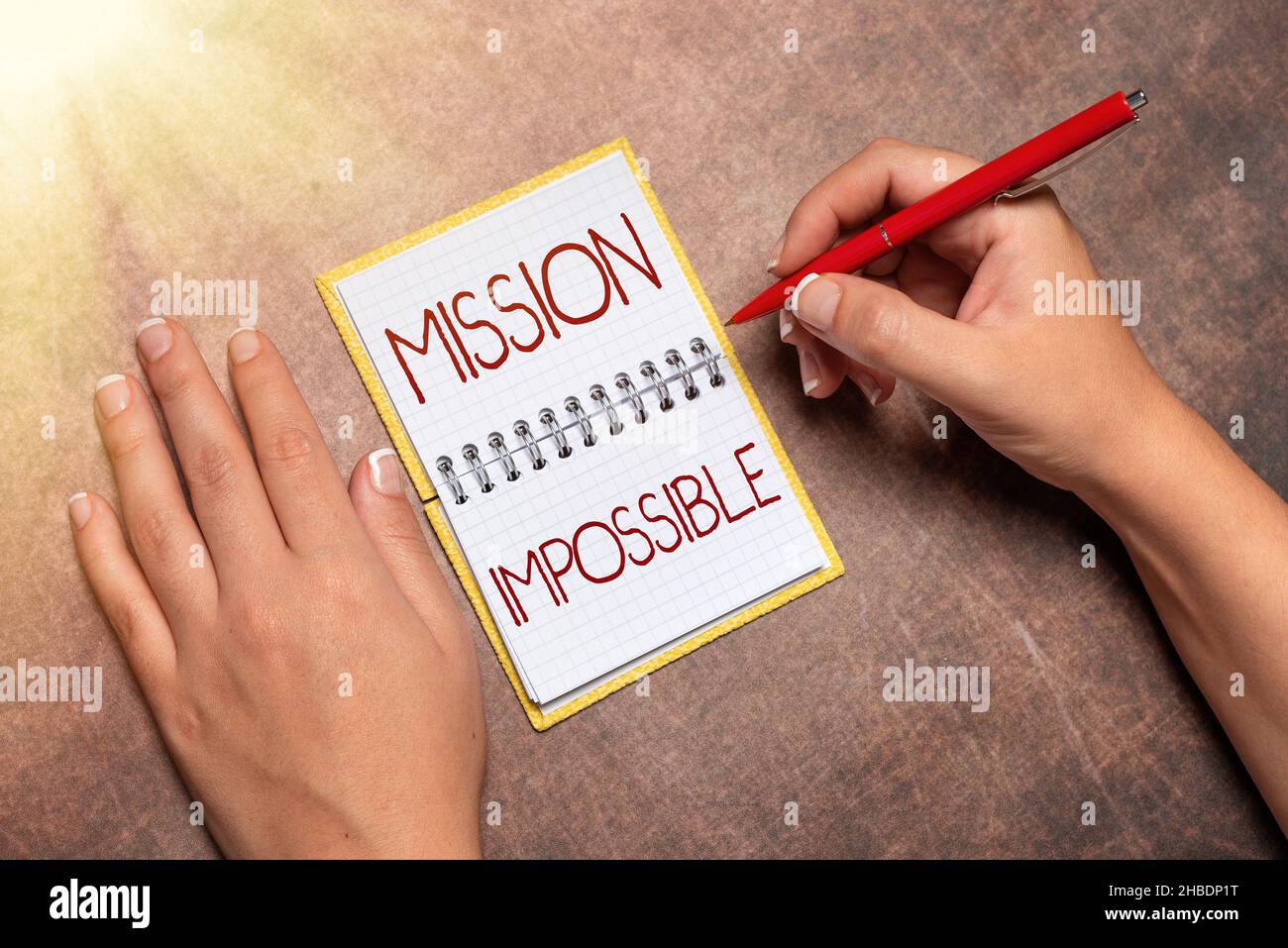 Text sign showing Mission Impossible. Business overview Difficult ...