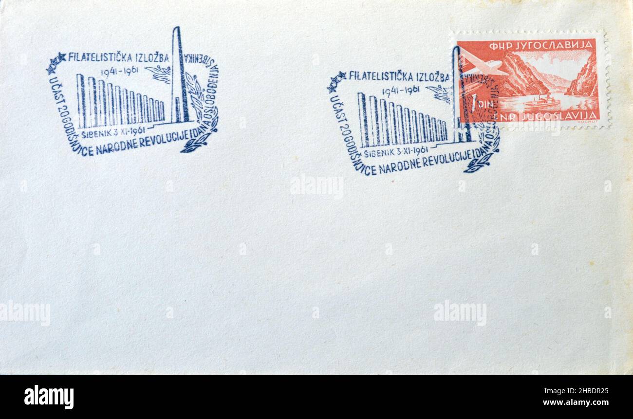 Letter with cancelled stamp printed by Yugoslavia, that shows Danube ...
