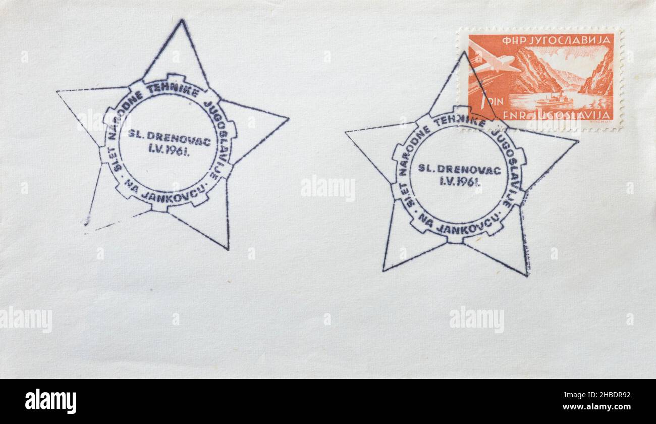 Letter with cancelled stamp printed by Yugoslavia, that shows Danube ...