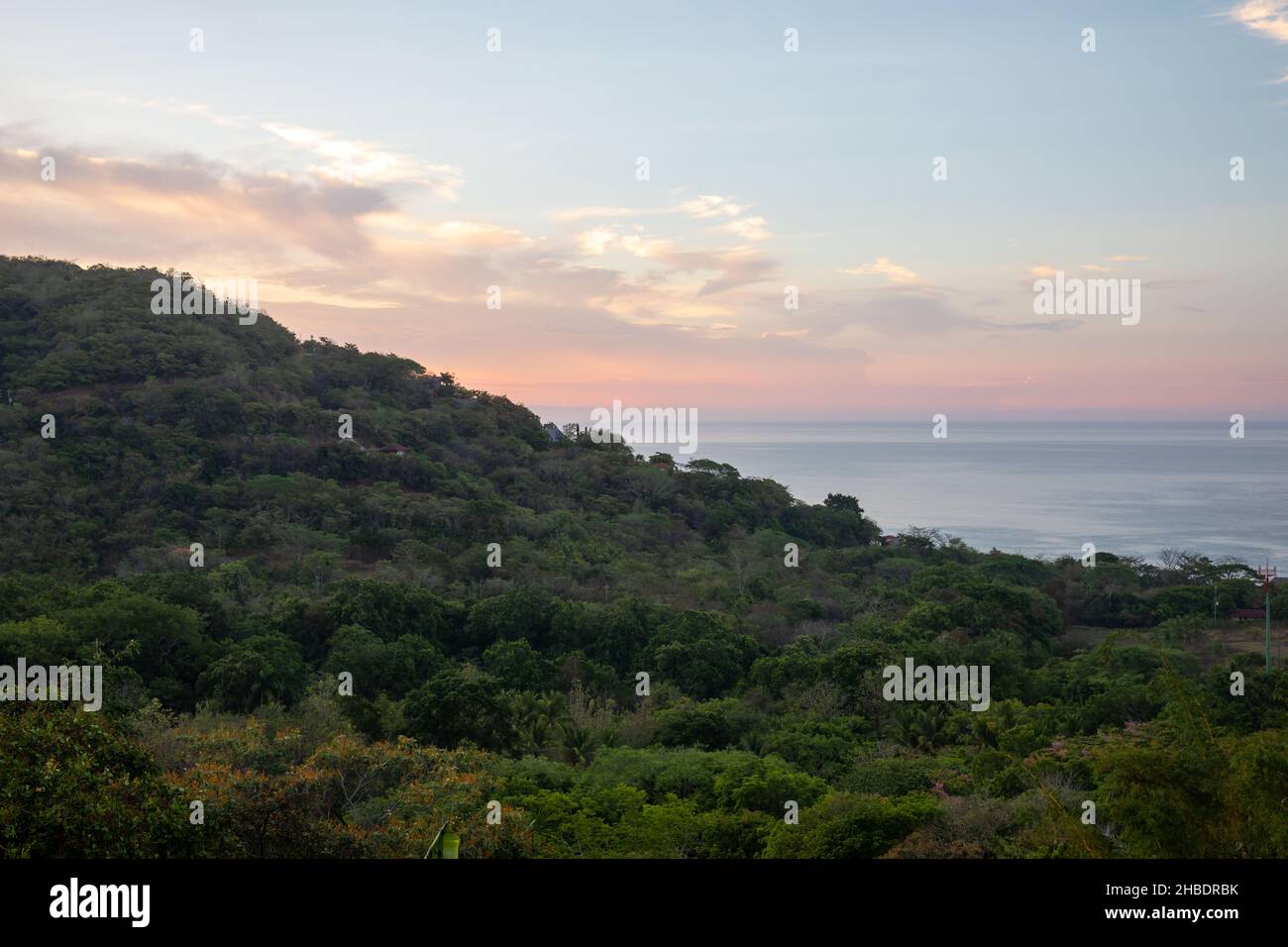 View of sunset on the Pacific coast of Guanacaste, Costa Rica Stock ...