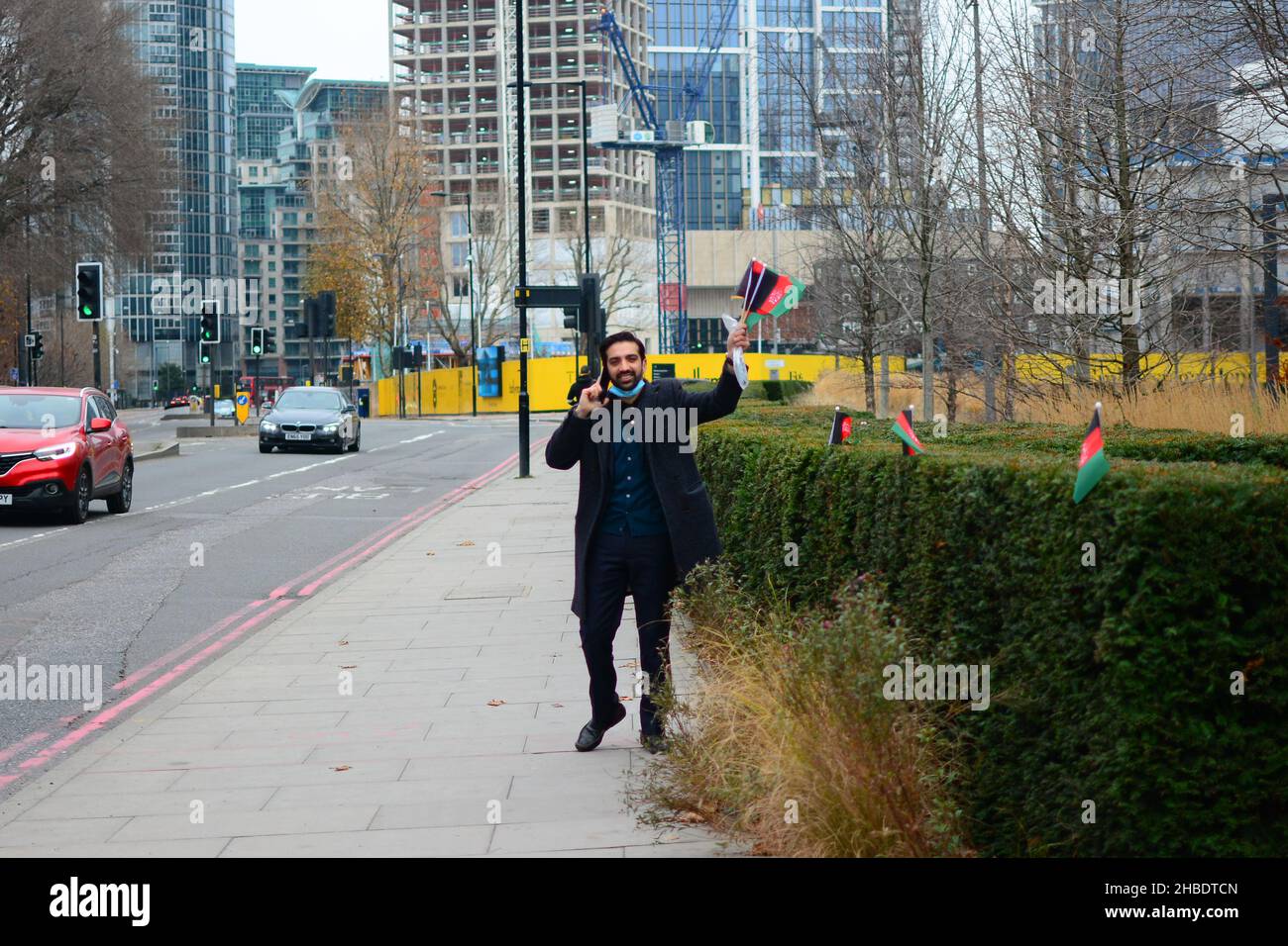 London, UK. 19th Dec 2021. Just two Afghans held a Solidarity for ...