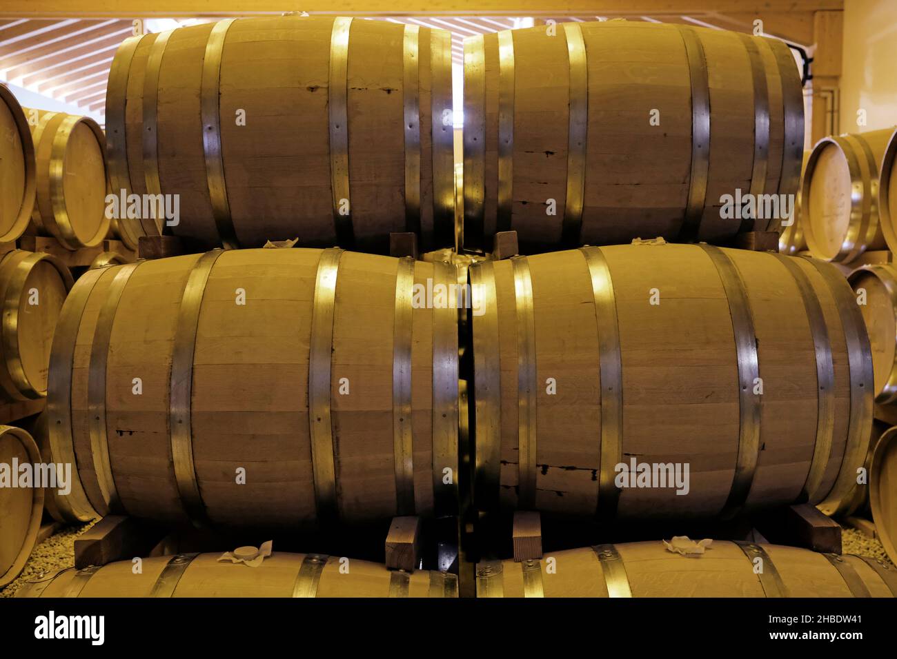 Stacked casks at a whisky distillery Stock Photo - Alamy