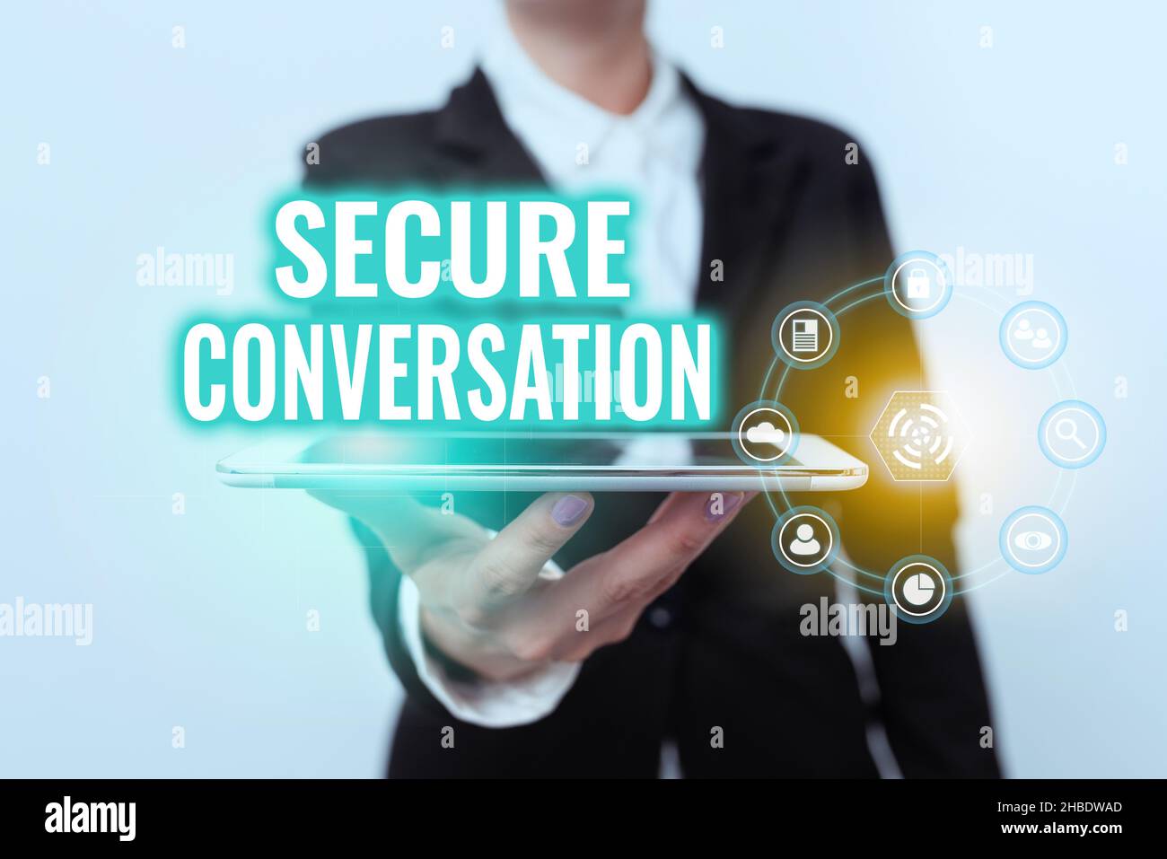 Handwriting text Secure Conversation. Business showcase Secured ...