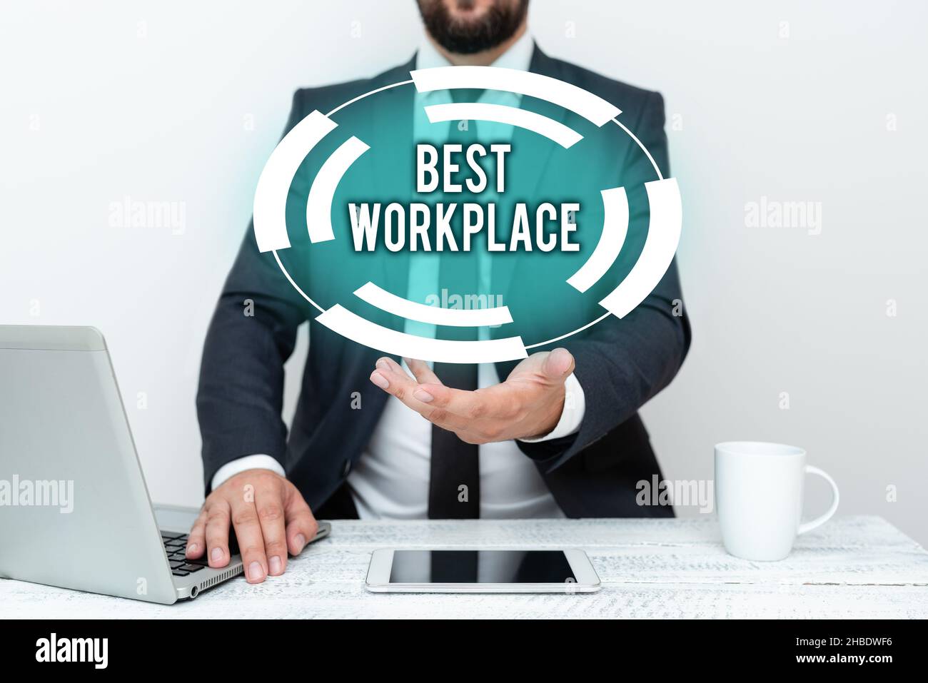 Text caption presenting Best Workplace. Word for Ideal company to work ...