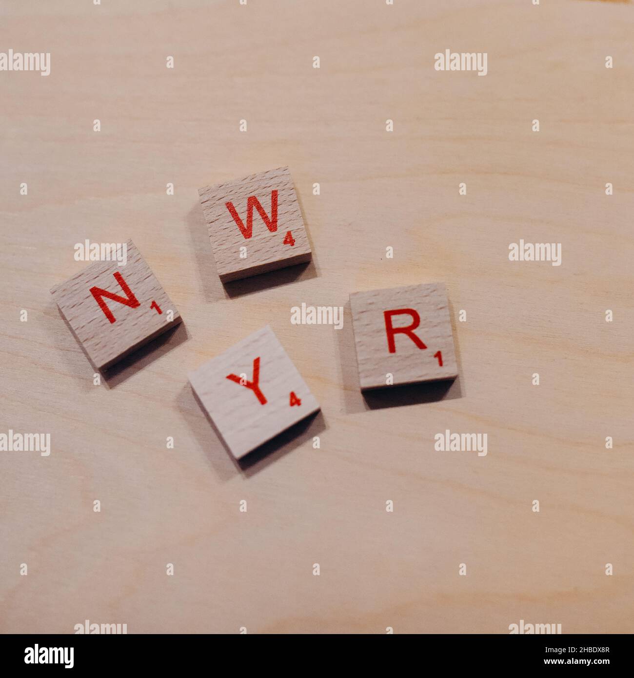 The letters are wooden. Alphabet. Letters N, Y, R, W Stock Photo - Alamy
