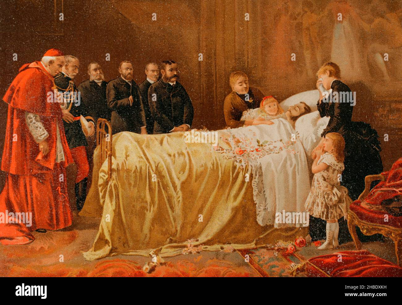 Death caused by tuberculosis of the King of Spain, Alfonso XII (1857 ...