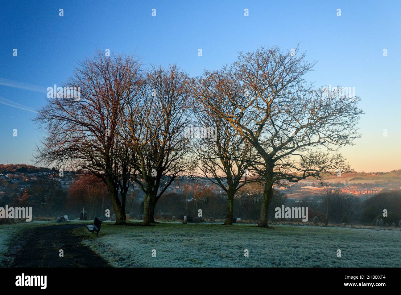 Winter scene at Blackburn Old Cemetery Stock Photo - Alamy