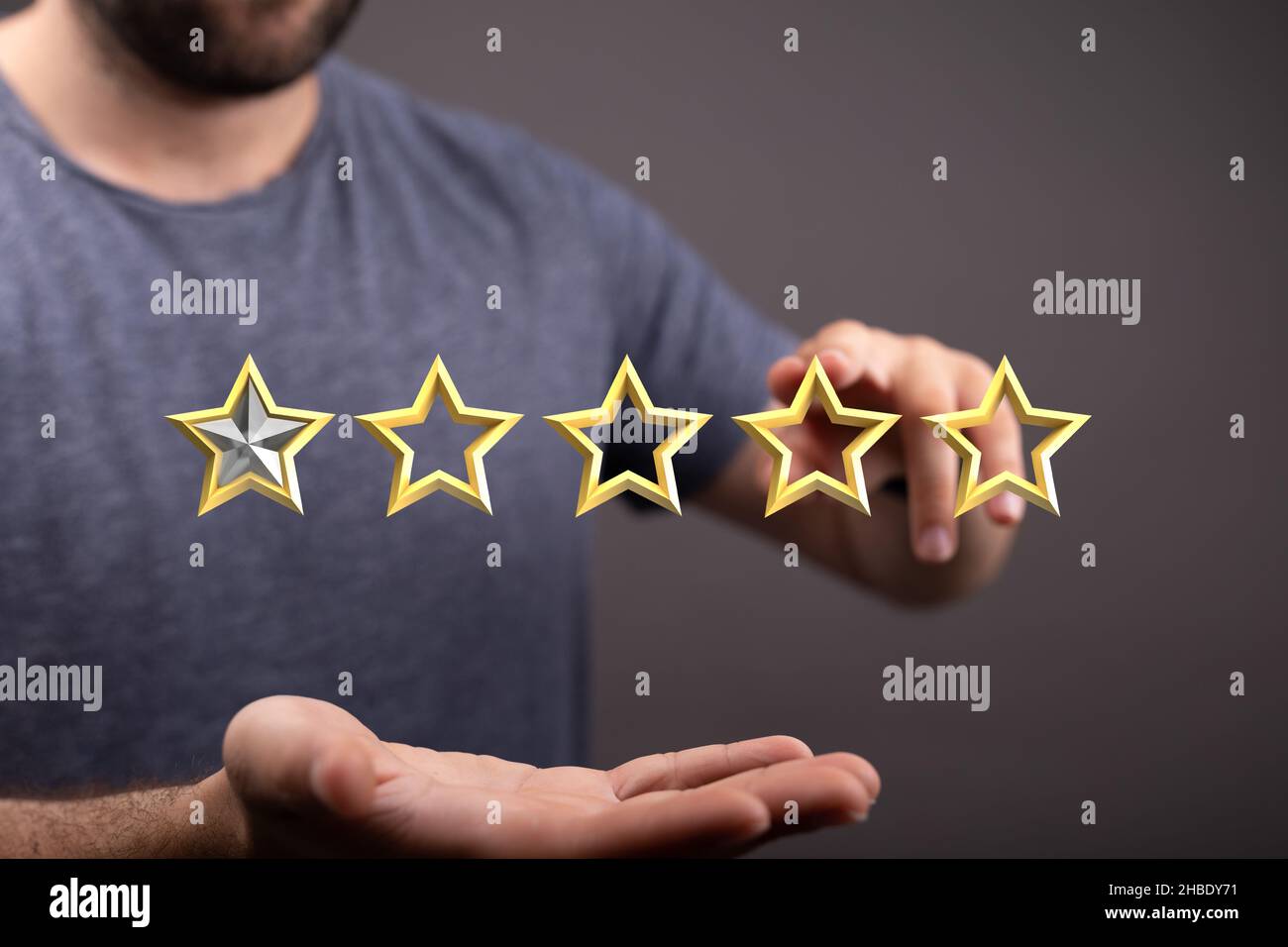 An illustration of star ranking in hands Stock Photo - Alamy