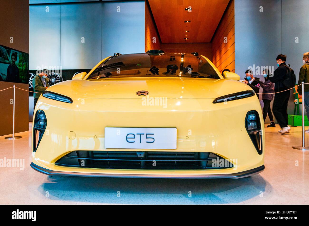 Nio ET5 electric car on display in Suzhou’s Nio House the day after Nio Day 2021 in Suzhou ...