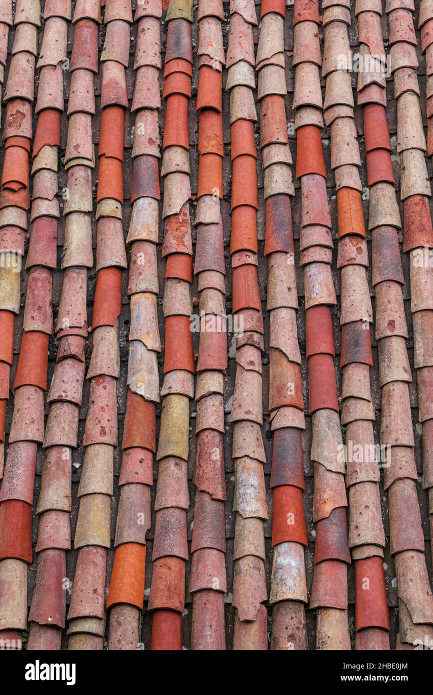 Vertical roof tiles of an old house in a village Stock Photo - Alamy