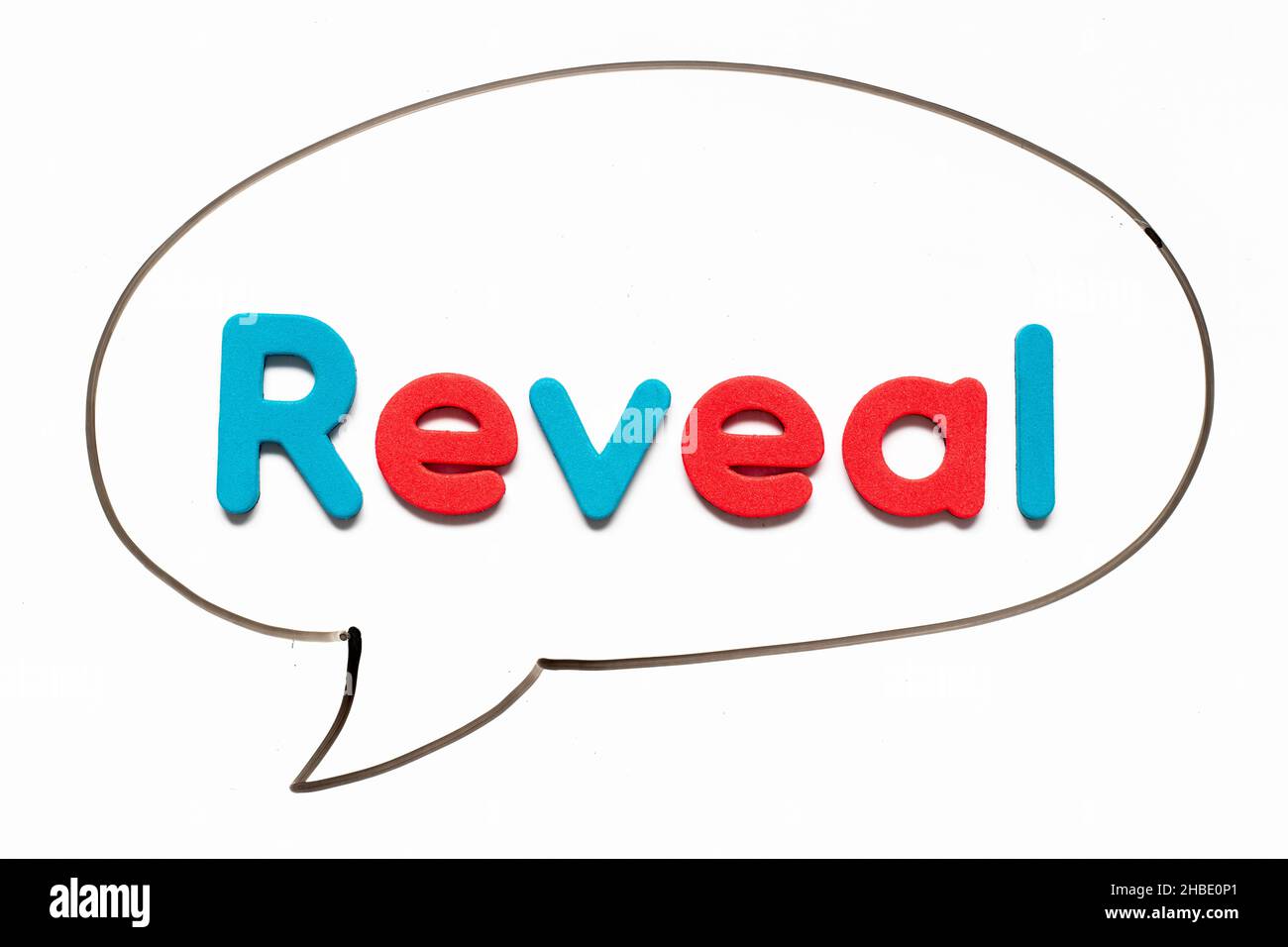 Alphabet letter with word reveal in black line hand drawing as bubble ...