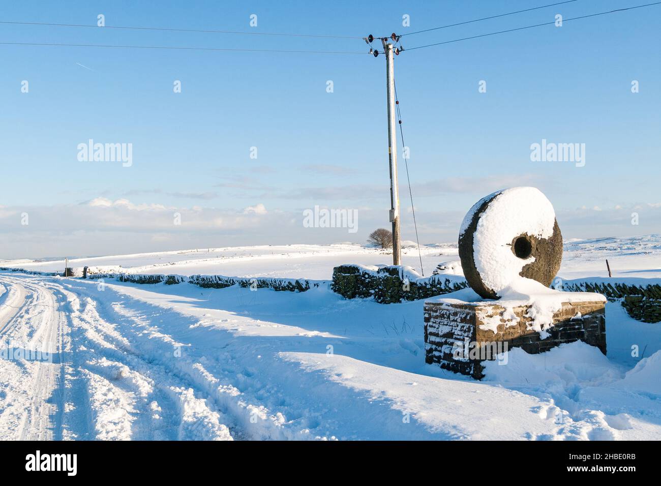 The Greenfield Road, in snow, West Yorkshire Stock Photo - Alamy